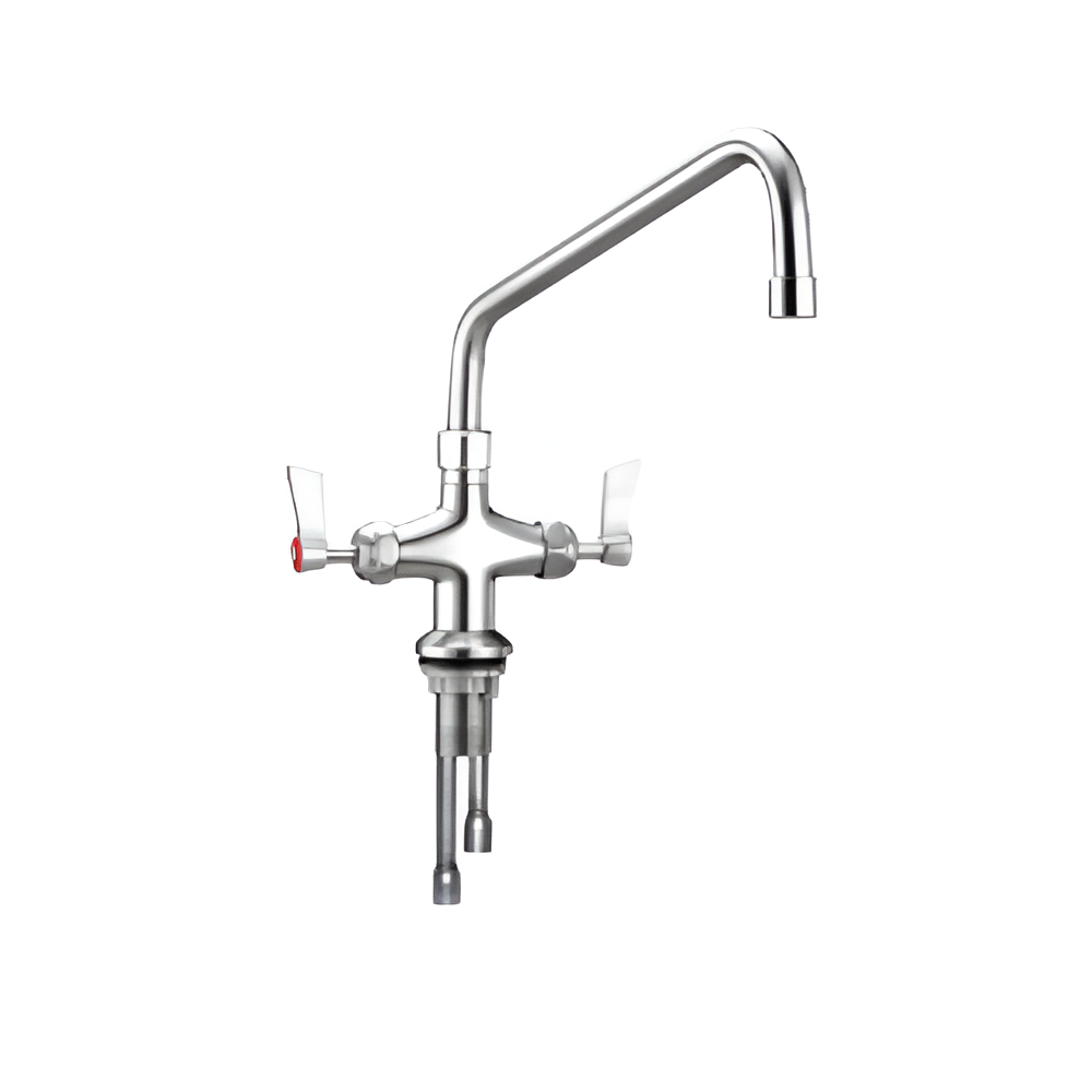 Stainless Steel Dual Bench Mount Tap Body with 12" Spout